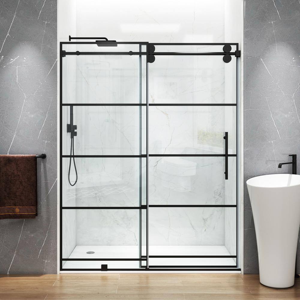 MCOCOD 60 in. W x 76 in. H Single Sliding Frameless Reversible Shower ...