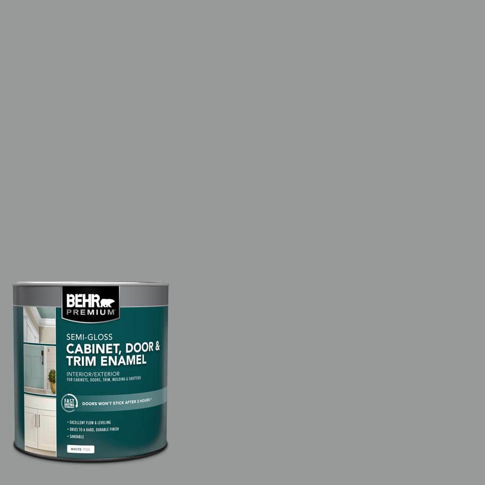 BEHR PREMIUM 1 qt. #MS-82 Cobblestone Grey Semi-Gloss Enamel Interior ...