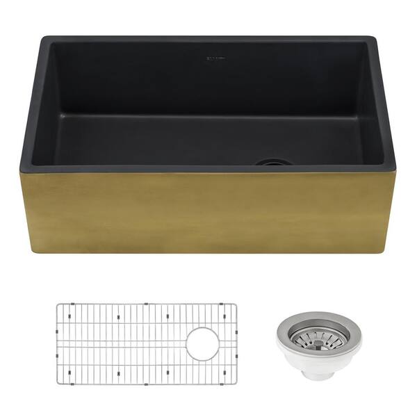 Reviews for Ruvati Fiamma Black and Gold Fireclay 30 in. Single Bowl ...