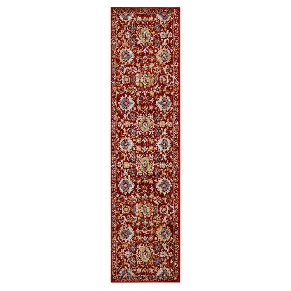 Mohawk Home Norwood Red 1 ft. 11 in. x 10 ft. Traditional Ornamental ...