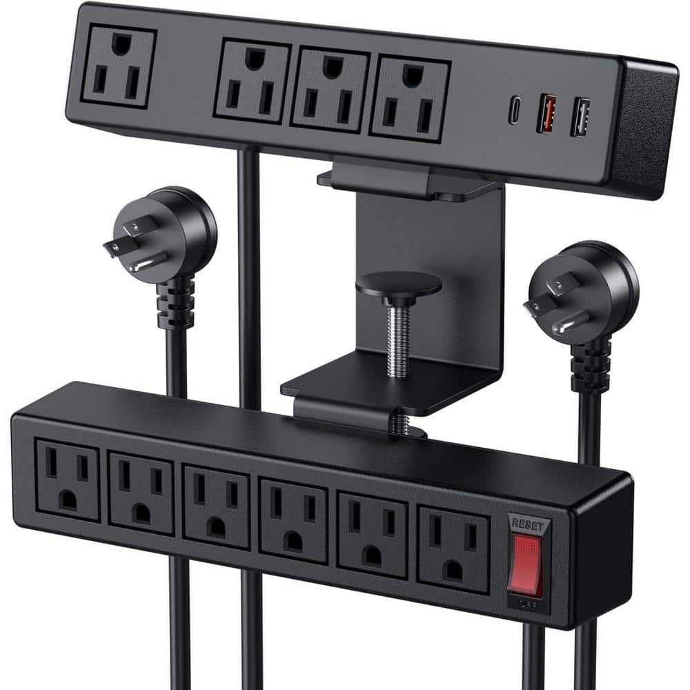 Yichuhaoxi Dual Layer Desk Clamp 6.5 ft. Power Strip, 20W Under Desk ...