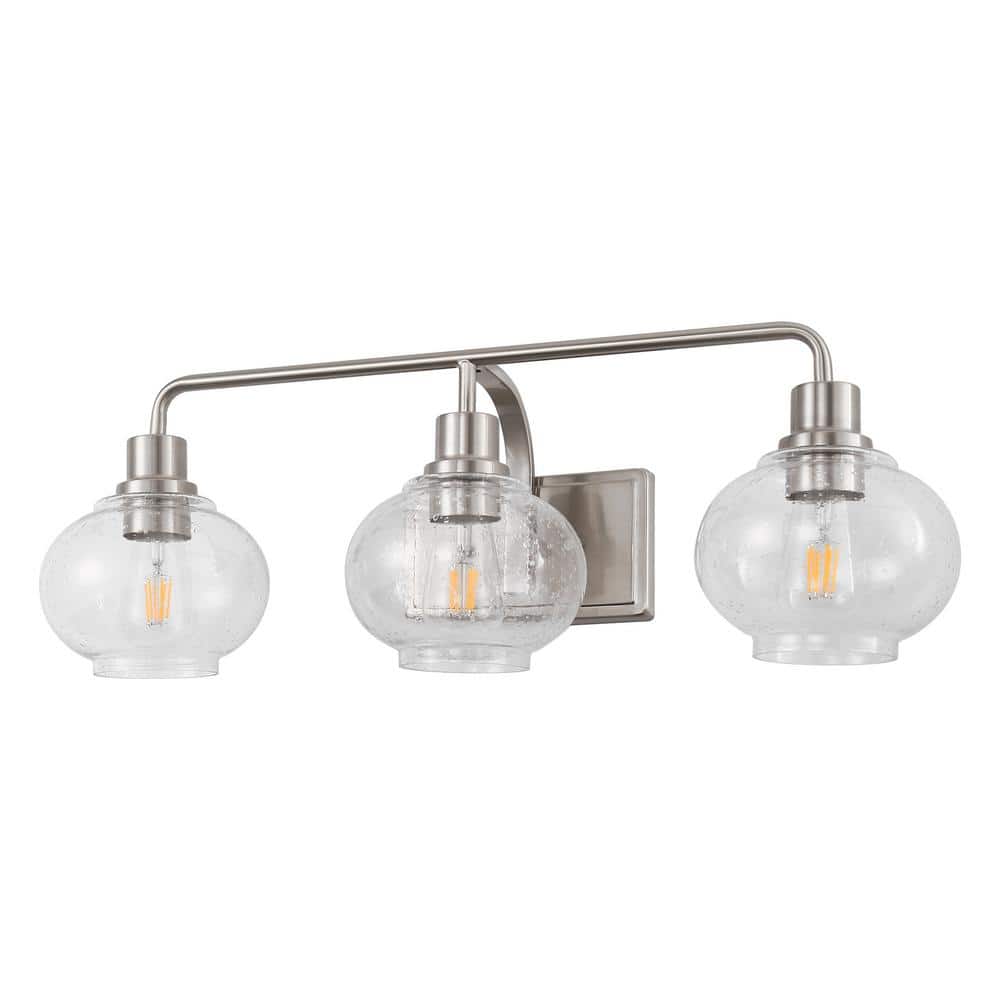 Briignite 27 In. 3-Light Brushed Nickel Vanity Light for Vanity or ...