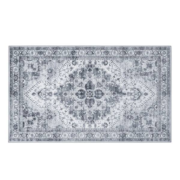 Wyatt & Ash Geraldine Gray 6 ft. x 10 ft. Tufted Geometric Polyester ...