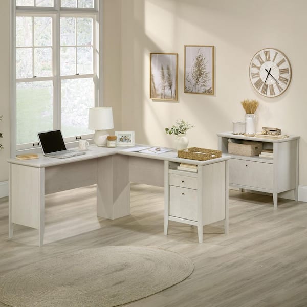SAUDER Larkin Ledge 122 in. Rectangular Glacier Oak Finish Particle ...