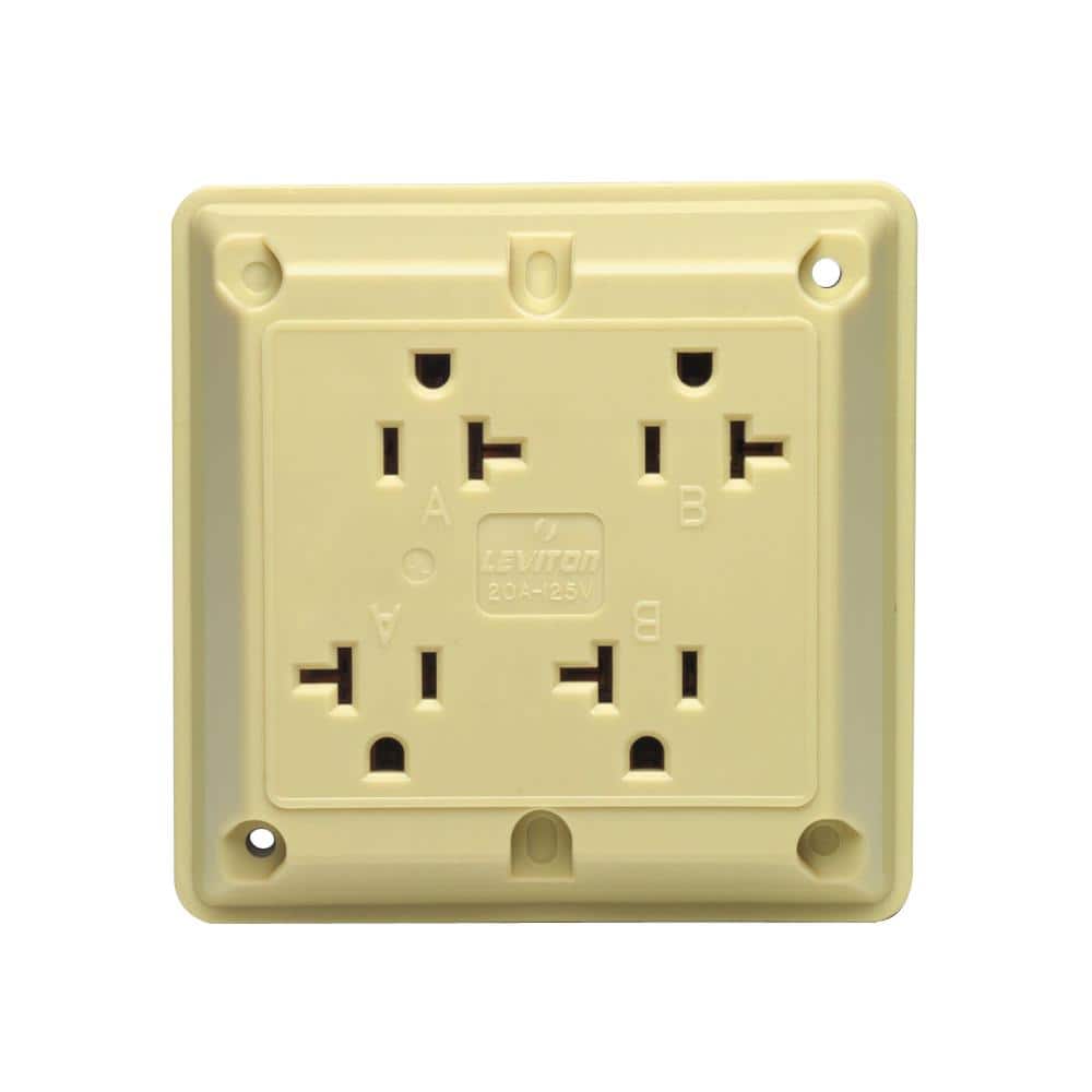 Leviton 20 Amp 125 V Industrial Quadplex Outlet/Receptacle, Ivory (1 ...
