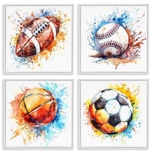 Stupell Industries Modern Splash Sports Balls by LSR Design Studio 4 ...