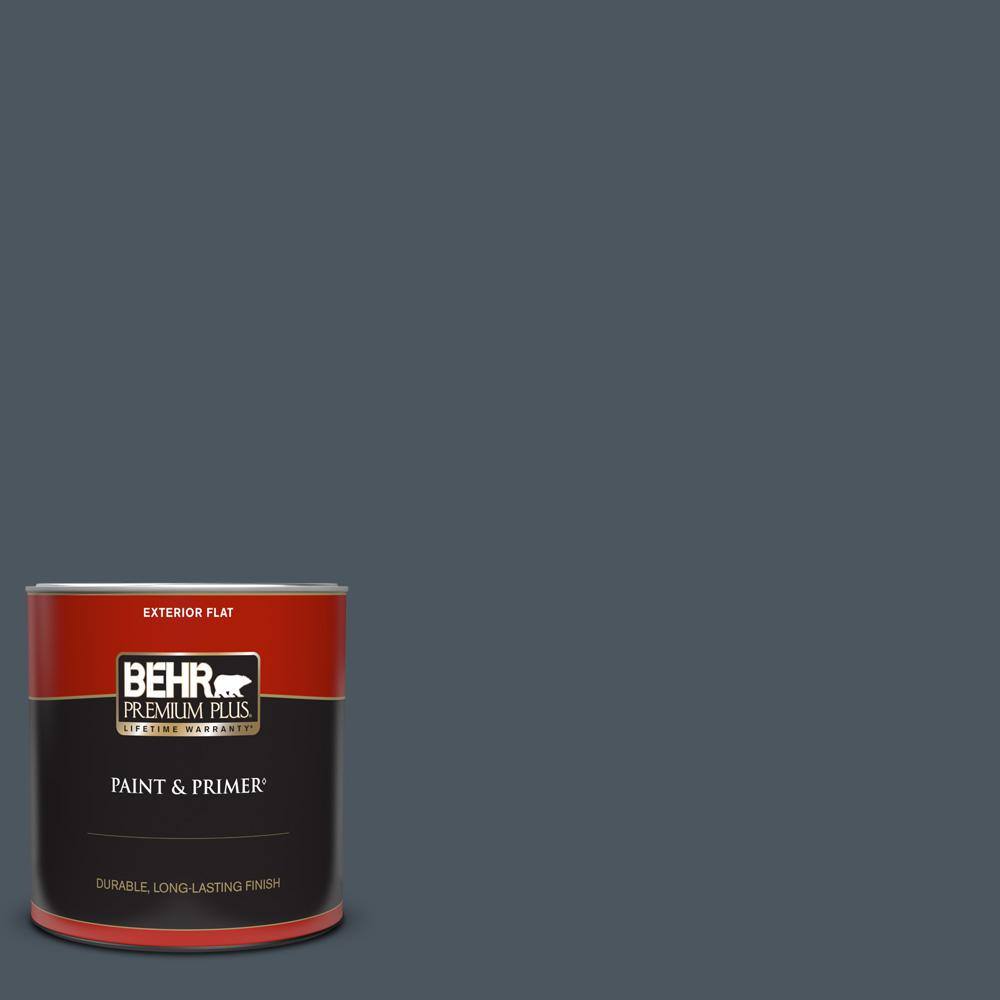 BEHR PREMIUM PLUS 1 qt. #N480-7 Midnight Blue Flat Exterior Paint ...