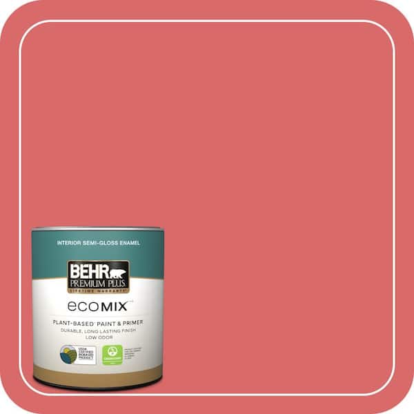 BEHR PREMIUM PLUS 1 qt. #160B-6 Coral Expression Semi-Gloss Enamel ...