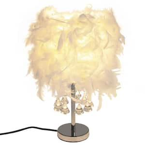 OUKANING 18.11 in. Gold Modern Tripod Table Lamp with Gray Feather ...
