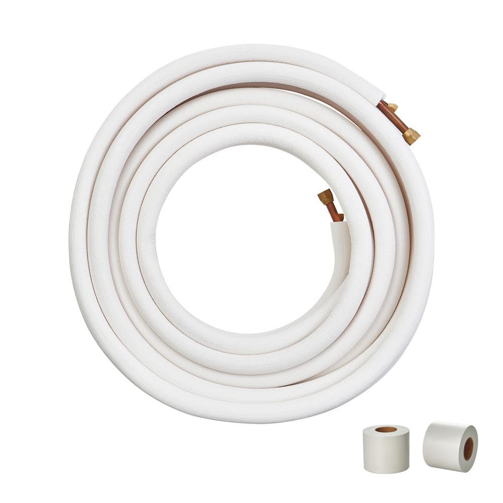 VEVOR 50 ft. Mini Split Line Set 3/8 in. and 5/8 in. O.D Copper Pipes ...