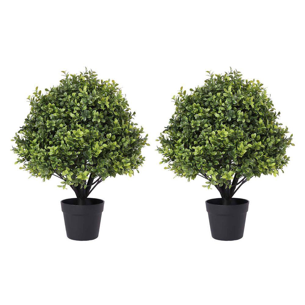 Zeus & Ruta 2-Piece 24 in. Artificial Topiary Ball in Pot for Garden WS ...