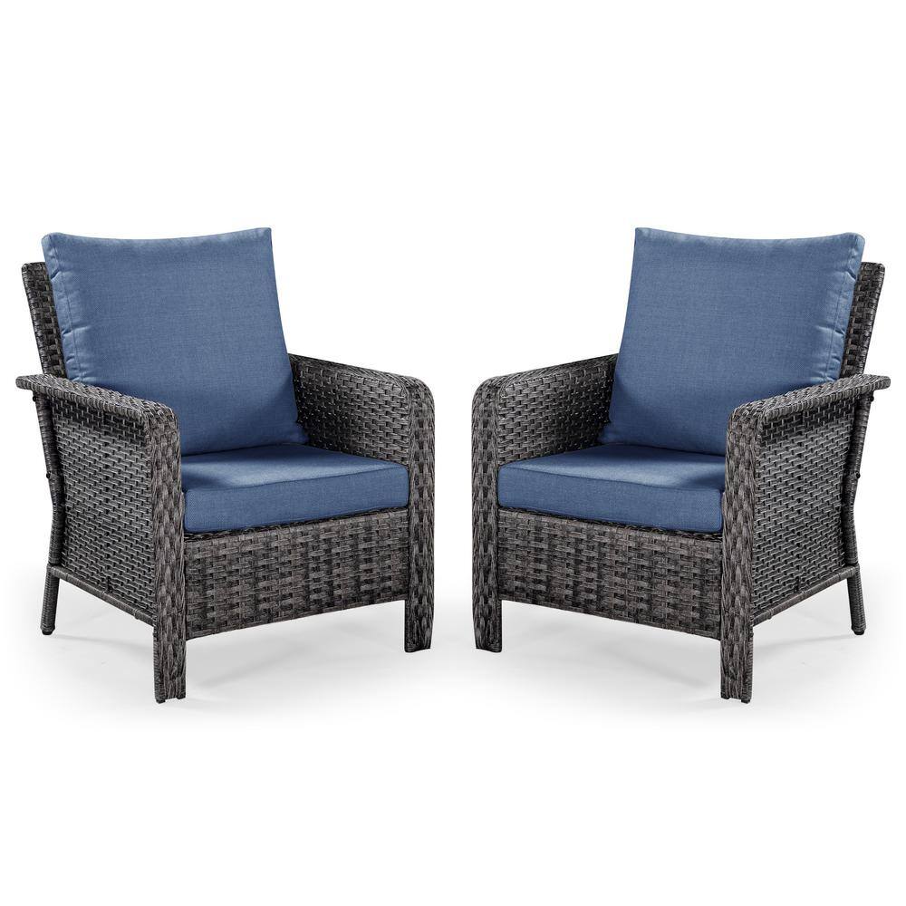Brafab 2PCS Patio Outdoor Wicker Conversation Chair Set BRAFAB-2-B ...