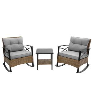 Patio Festival Metal Outdoor Rocking Chair with Gray Cushions (2-Pack ...