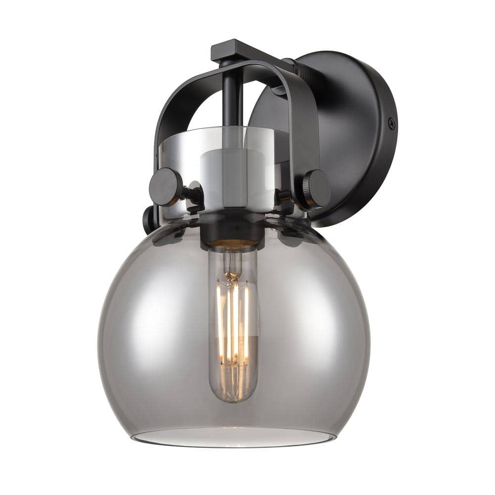Innovations Pilaster II Sphere 1-Light Matte Black Wall Sconce with ...