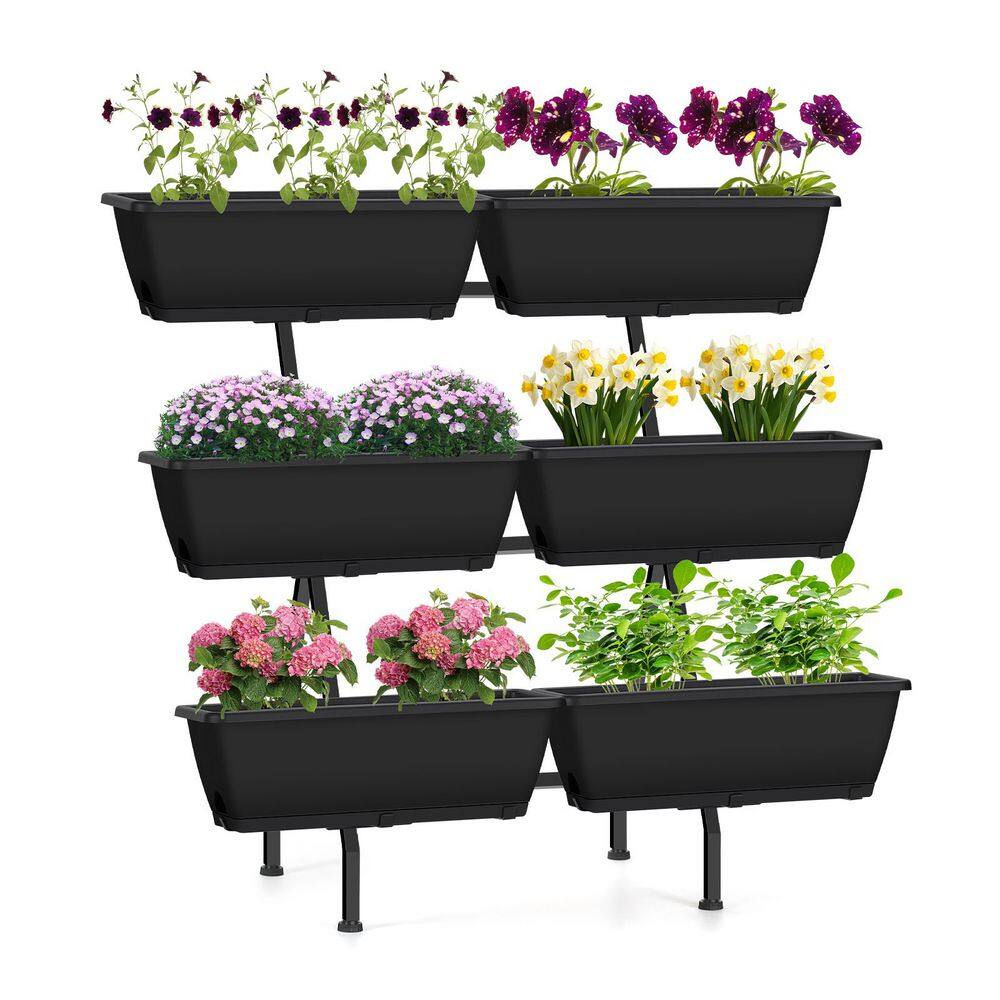 Oumilen 3-Tiers 17.7 in, x 31 in. Vertical Plastic Garden Planter ...