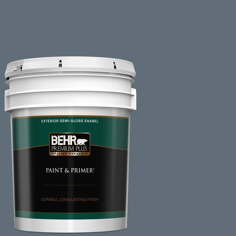 BEHR PREMIUM PLUS 5 gal. #N480-6 NYPD Semi-Gloss Enamel Exterior Paint ...