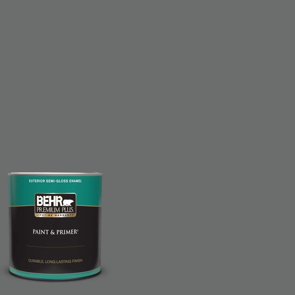 BEHR PREMIUM PLUS 1 qt. #770F-5 Dark Ash Semi-Gloss Enamel Exterior ...