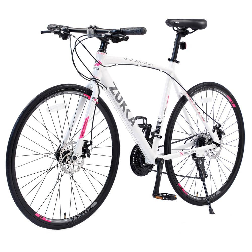 Sudzendf 28 in. White 24 Speed Hybrid bike Disc Brake 700C Road Bike ...