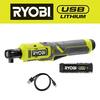 RYOBI USB Lithium 3/8 in. Ratchet Kit with 2.0 Ah Battery and USB ...