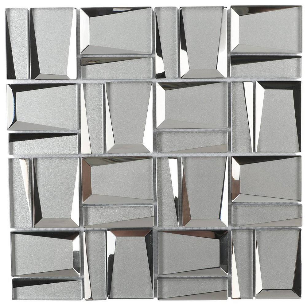 Ivy Hill Tile Aiga French Silver 3 in. x 0.31 in. Polished Glass Wall ...