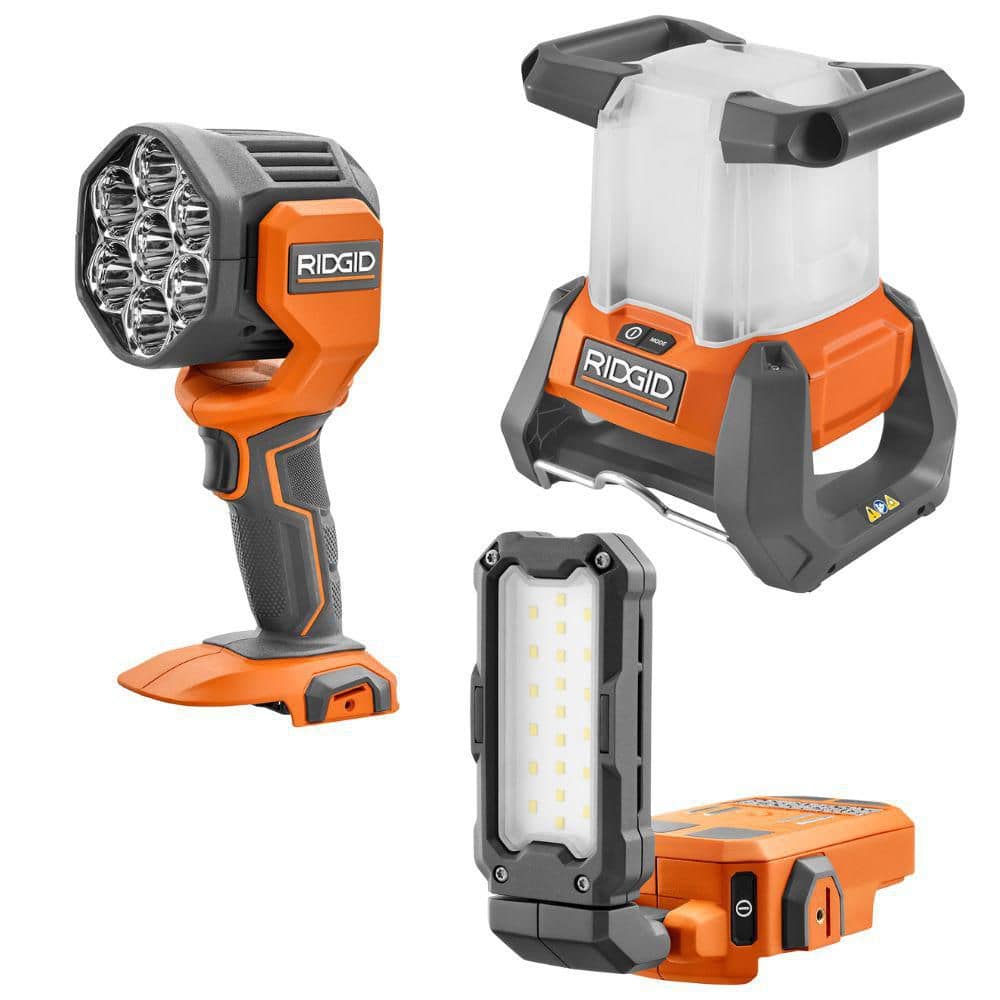 RIDGID 18V Cordless 3-Tool Lighting Combo Kit with Magnetic Light, 360 ...