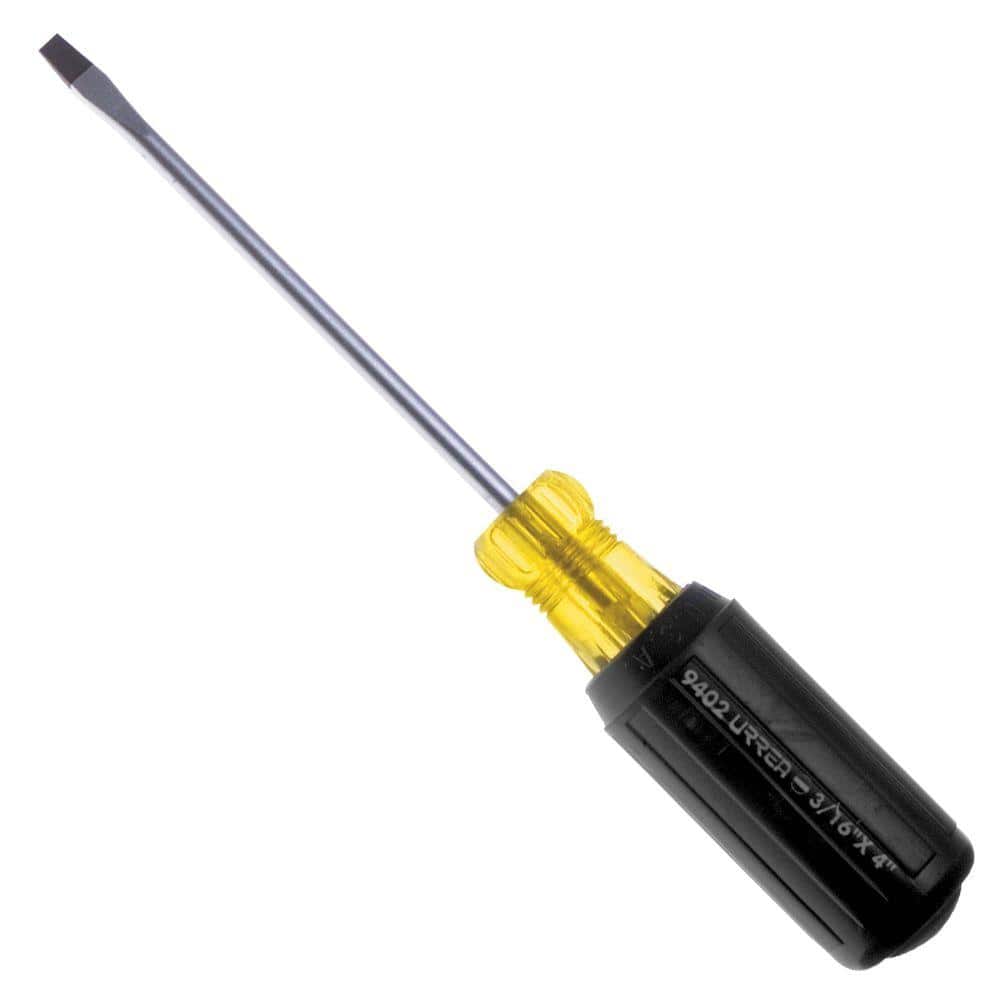 URREA 12 in. Long Round Shank Flat Tip Cushion Grip Screwdriver 9412 ...