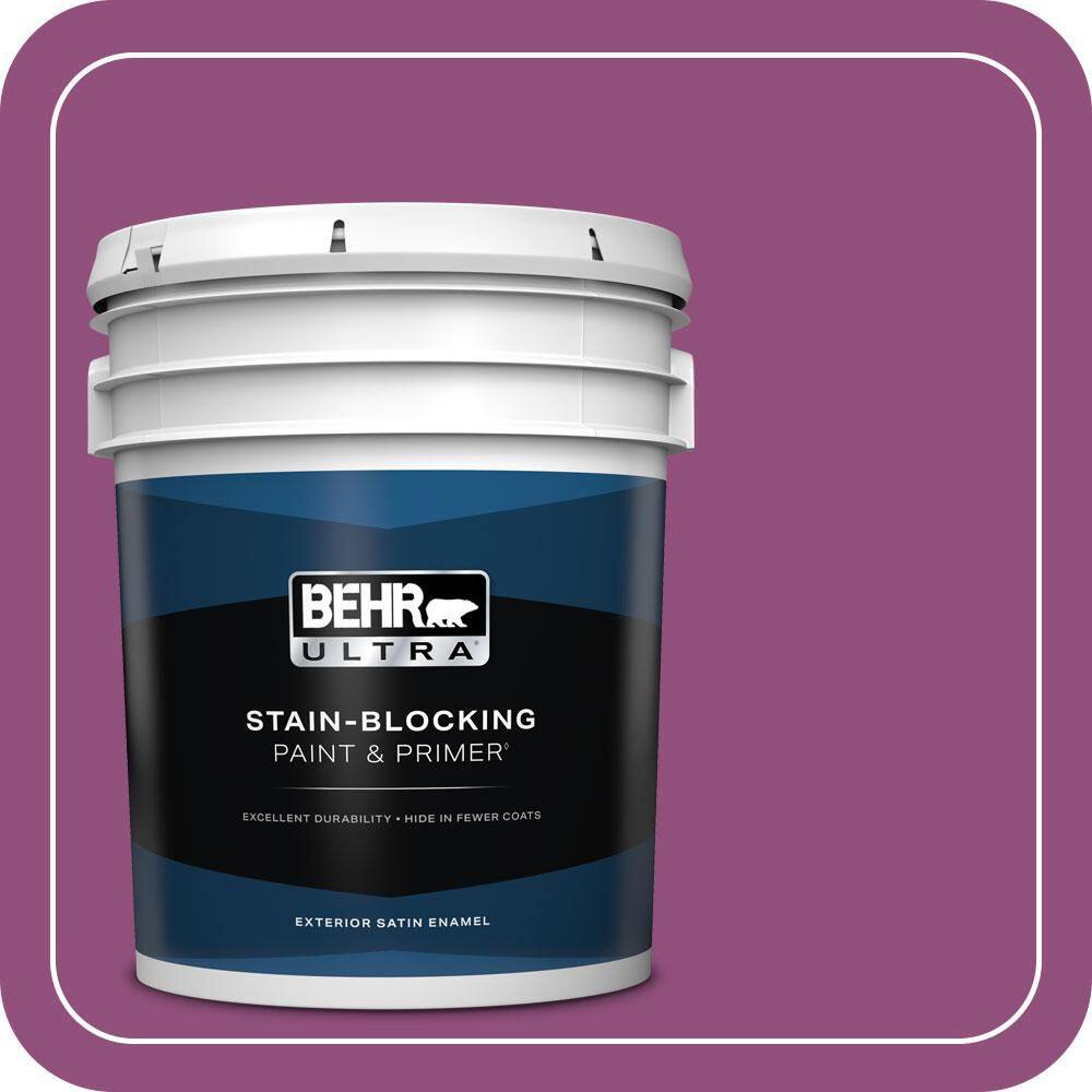 BEHR ULTRA 5 gal. #P110-7 XOXO Satin Enamel Exterior Paint & Primer ...