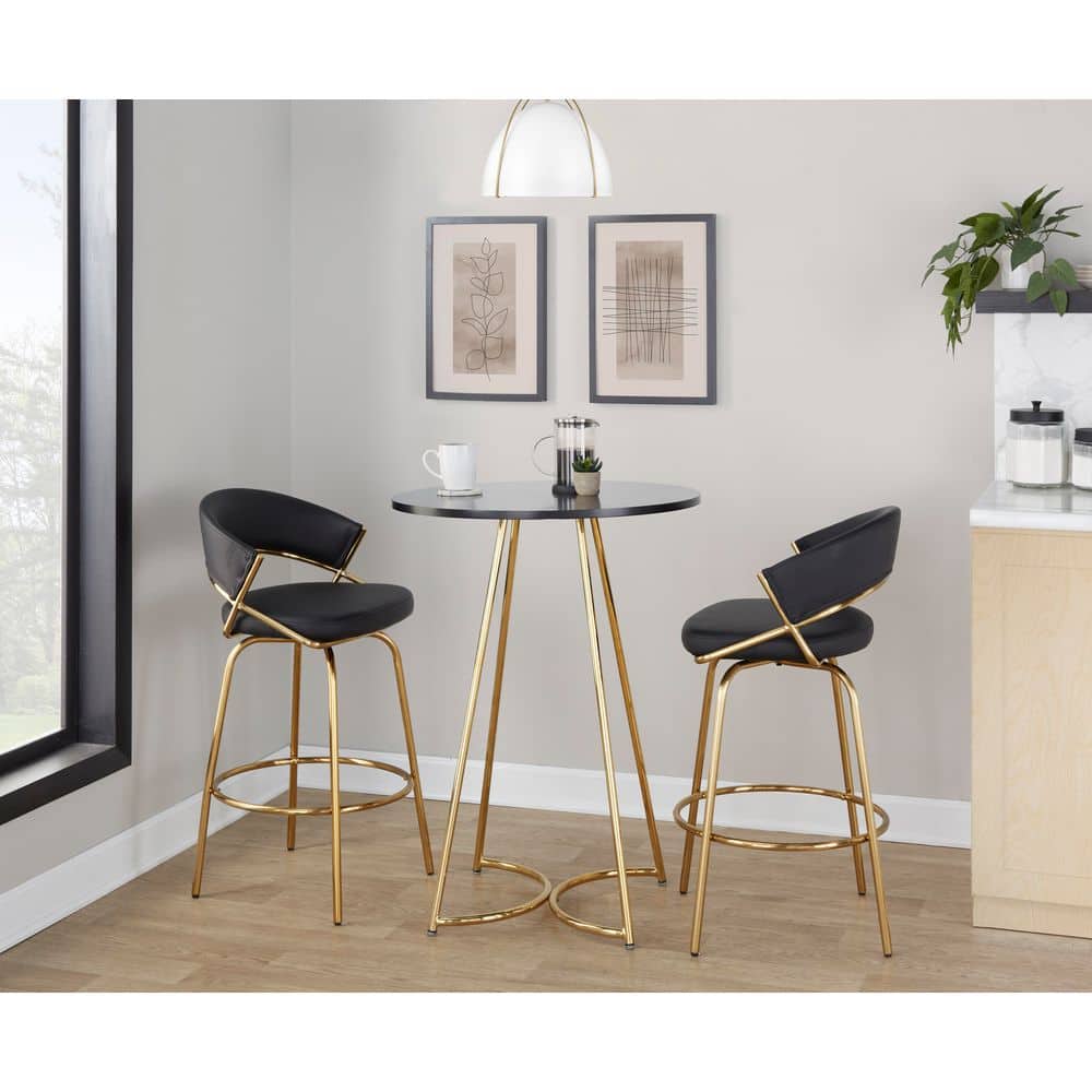 Lumisource Cece Gold Metal and Black Wood Counter Table T36-CECE ...