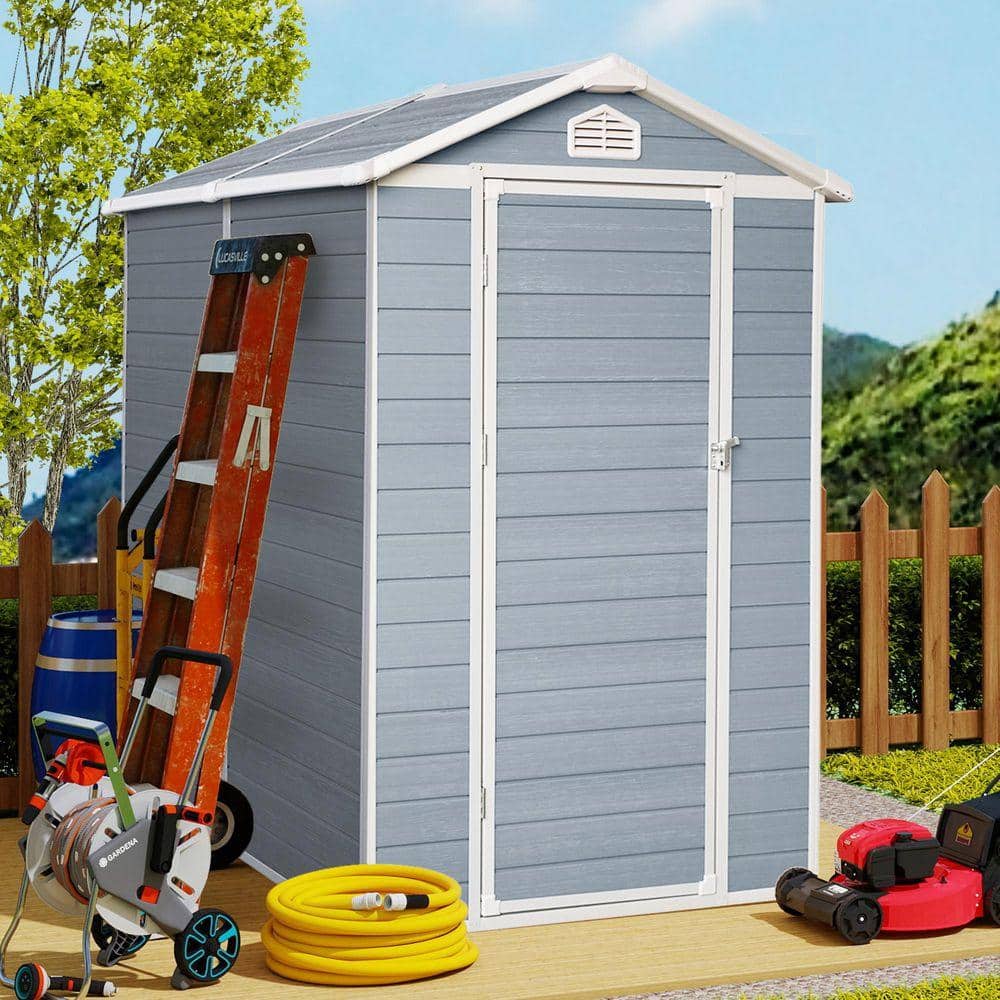 ToolCat 4 ft. W x 6 ft. D Resin Shed with Floor and Lockable Door ...
