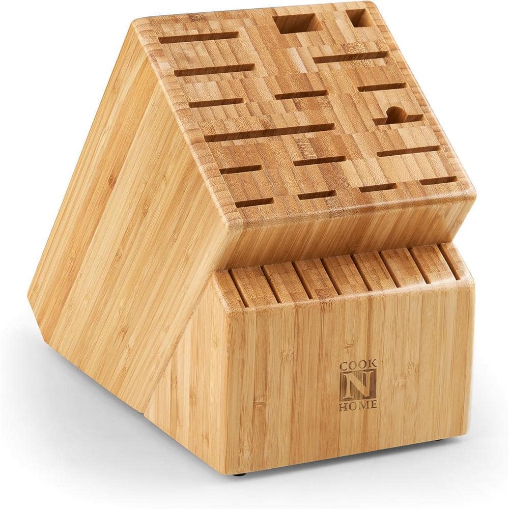 Cook N Home Universal 25-Knife Slots Countertop Bamboo Knife Block ...
