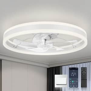 Ltemziiy 20 in. Indoor Modern White Crystal Flush Mount Ceiling Fan ...