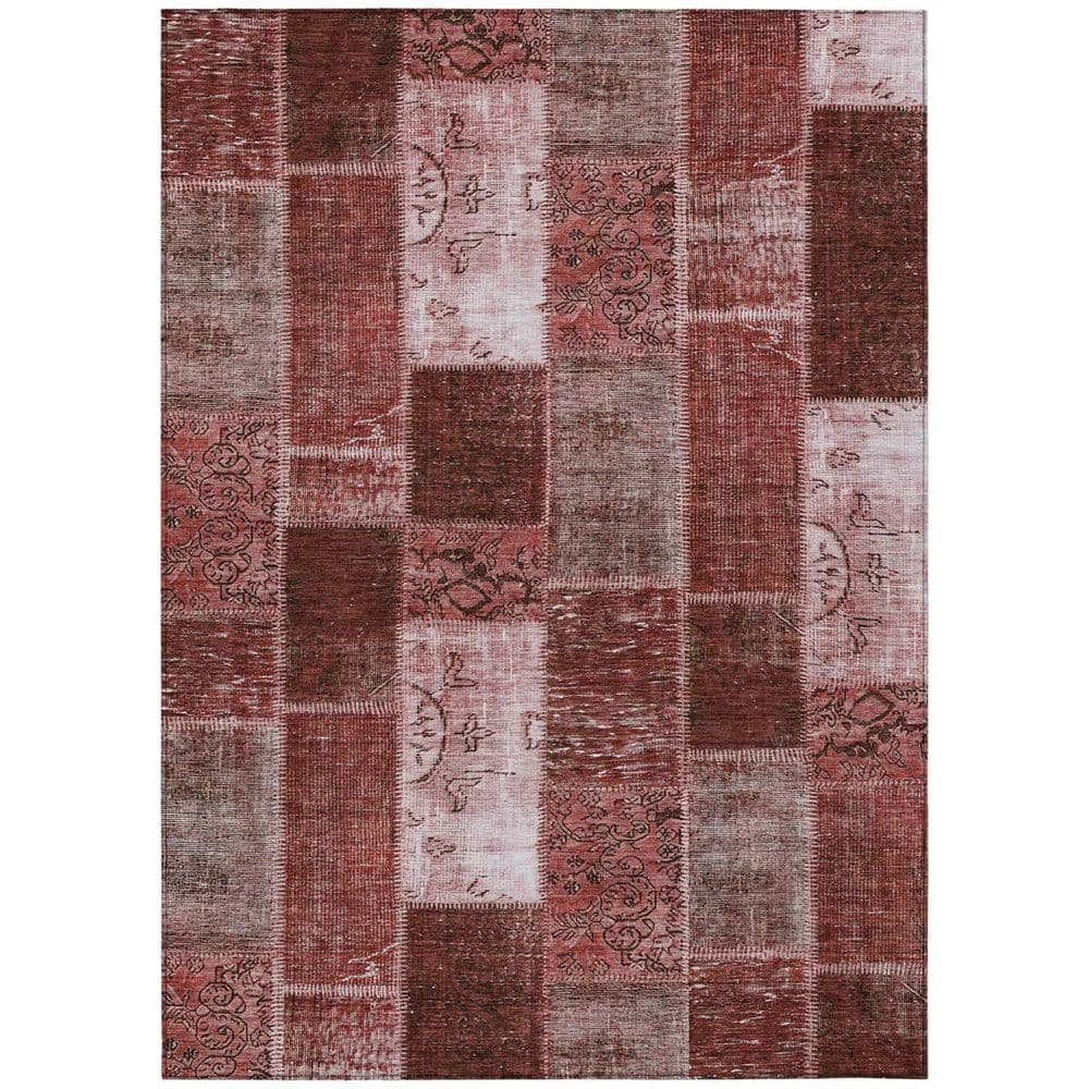 HomeRoots Burgundy, Merlot, Blush 10 ft. x 14 ft. Woven Plaid Polyester ...