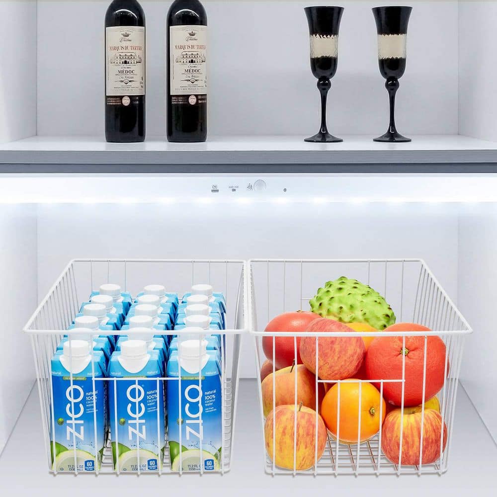Numhew 16 in. White 3-Pack Pantry Organizers Storage Baskets with Built ...