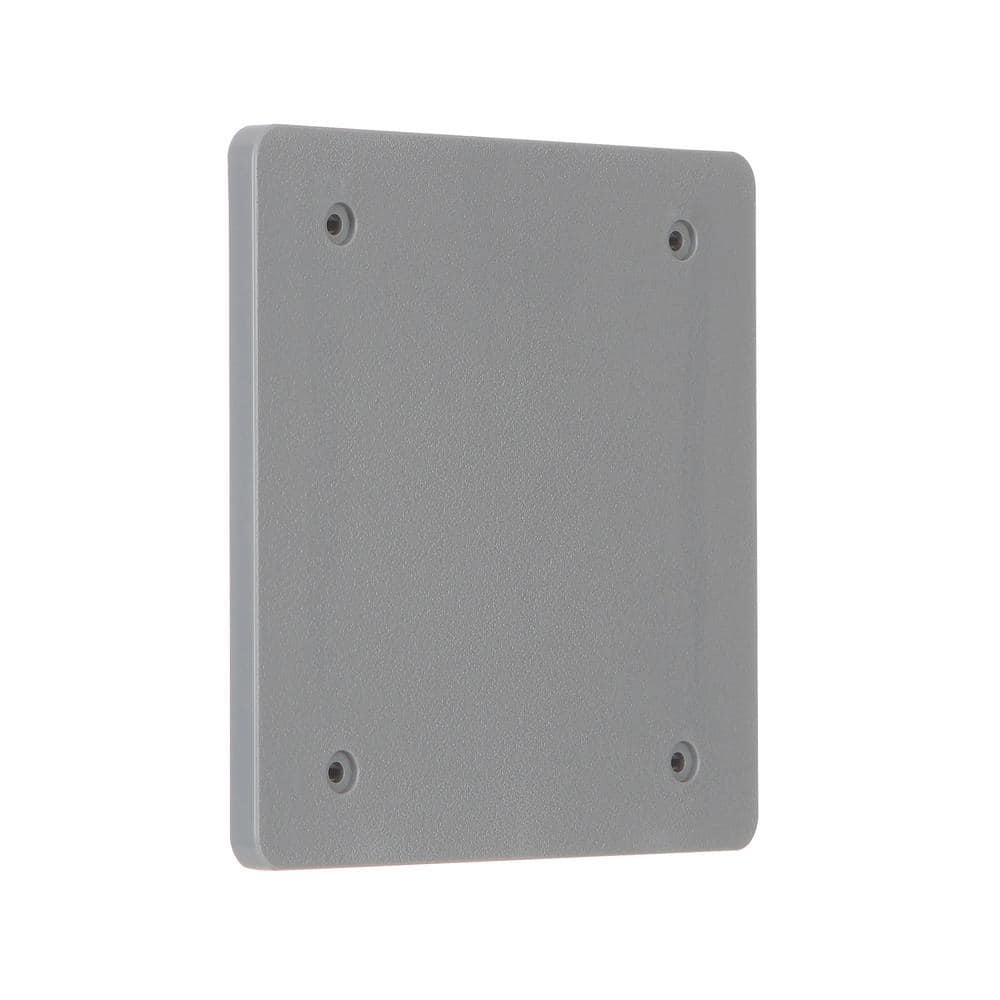 Commercial Electric 2-Gang Blank Non-Metallic Weatherproof Cover, Gray ...