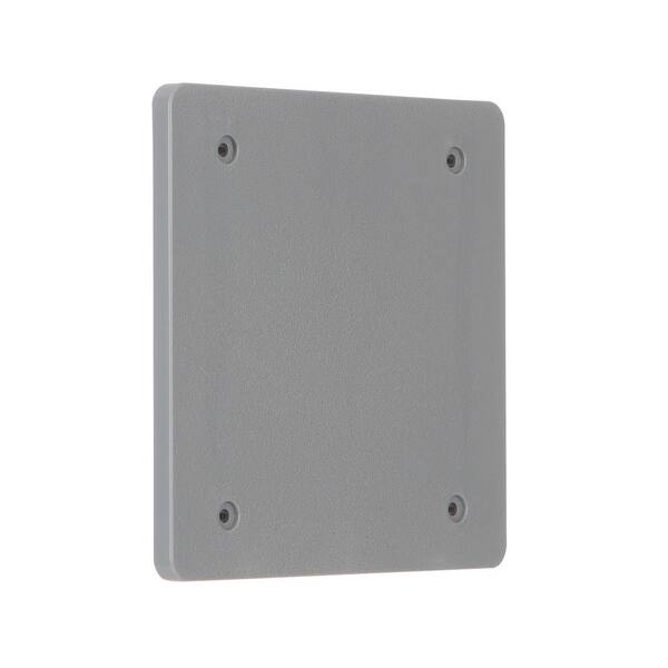 Commercial Electric 2-Gang Blank Non-Metallic Weatherproof Cover, Gray ...