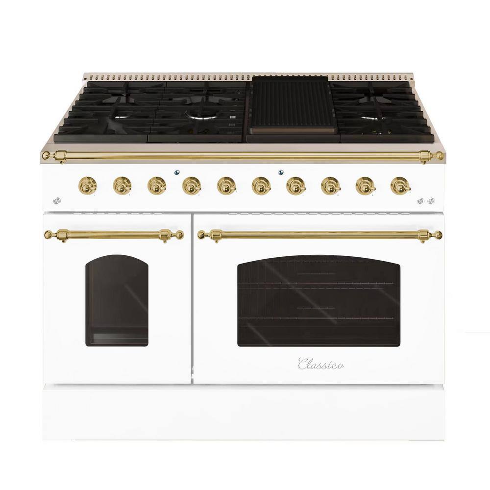 Hallman CLASSICO 48” TTL 6.7 Cu.Ft. 8 Burner Freestanding Dual Fuel ...