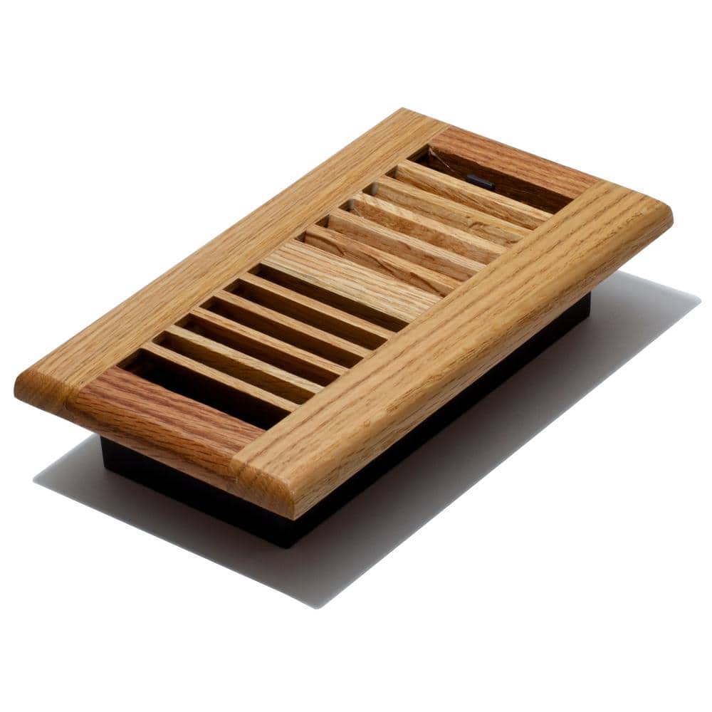 Decor Grates 4 in. x 8 in. Wood Natural Oak Louvered Register WL408-N ...