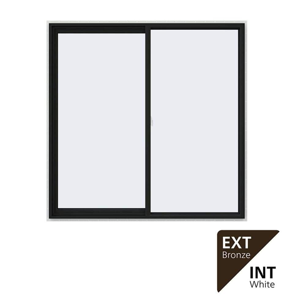 JELD-WEN 60 in. x 60 in. V-2500 Series Bronze Exterior/White Interior ...