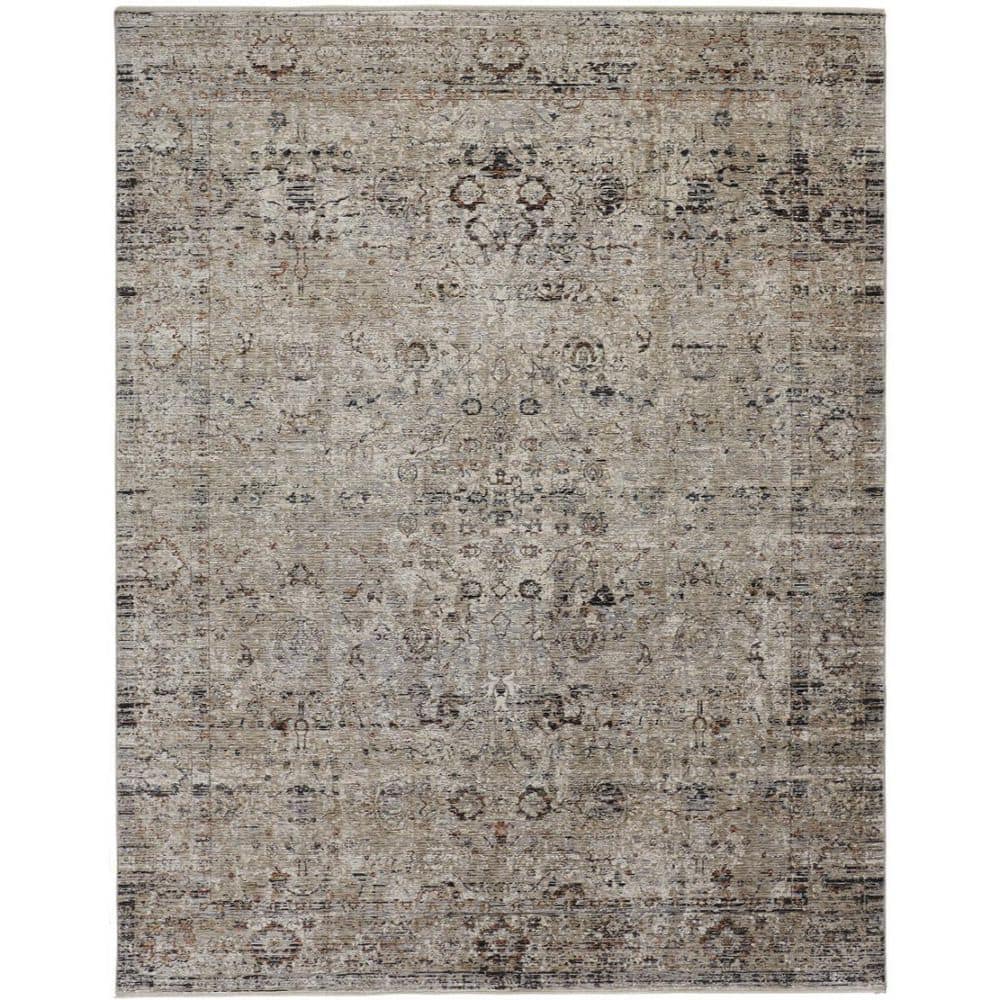 HomeRoots 2 ft. x 8 ft. Ivory, Gray Abstract Area Rug 2000512479 - The ...