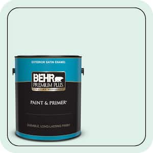 BEHR PREMIUM PLUS 8 oz. #490C-1 Ice Cube Flat Interior/Exterior Paint ...