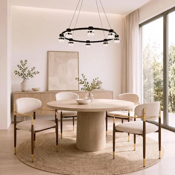 CHRISTOPHER KNIGHT HOME Modern Beige and Gold and Walnut Fabric Metal ...