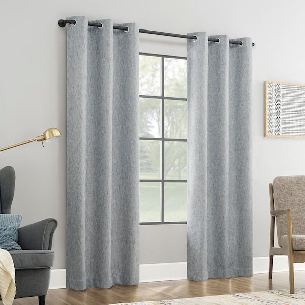 Sun Zero Salvino Retro Geometric Chambray Blue Polyester 40 in. W x 84 ...