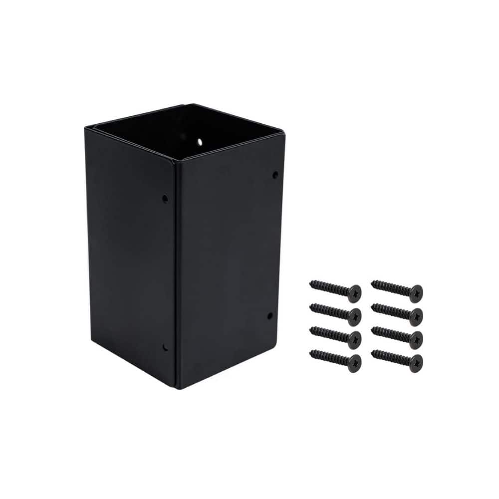 Afoxsos Adjustable Fence Post Protector Black Carbon Steel 3.5 to 6 ...