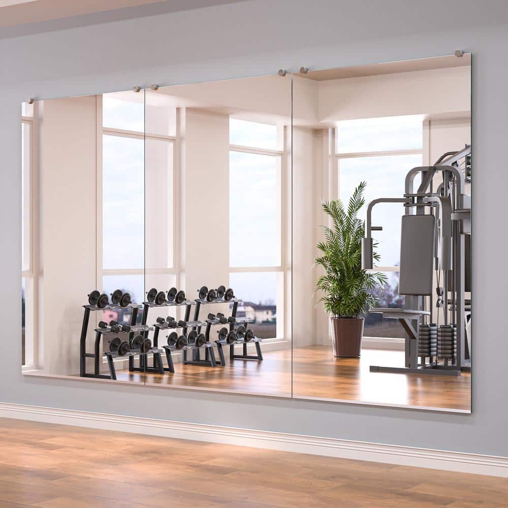 KeonJinn 36 in. W x 60 in. H Rectangular Frameless Wall Mirror Gym ...