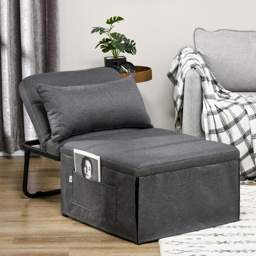 HOMCOM Charcoal Gray Full Daybed with Ottoman 839-671V80CG - The Home Depot