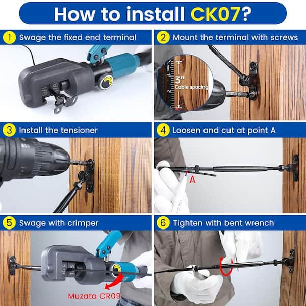 Afoxsos 20 Pairs 1/8 Black Cable Railing Hardware Kit Swage Toggle ...