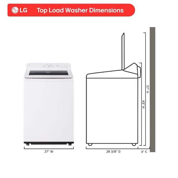 LG 4.8 cu.ft. SMART Top Load Washer in Alpine White with 4-way Agitator ...
