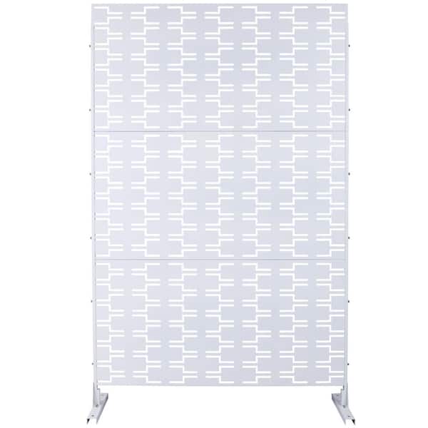4 ft. x 6 ft. White Metal Outdoor Privacy Screen for Garden, Patio ...