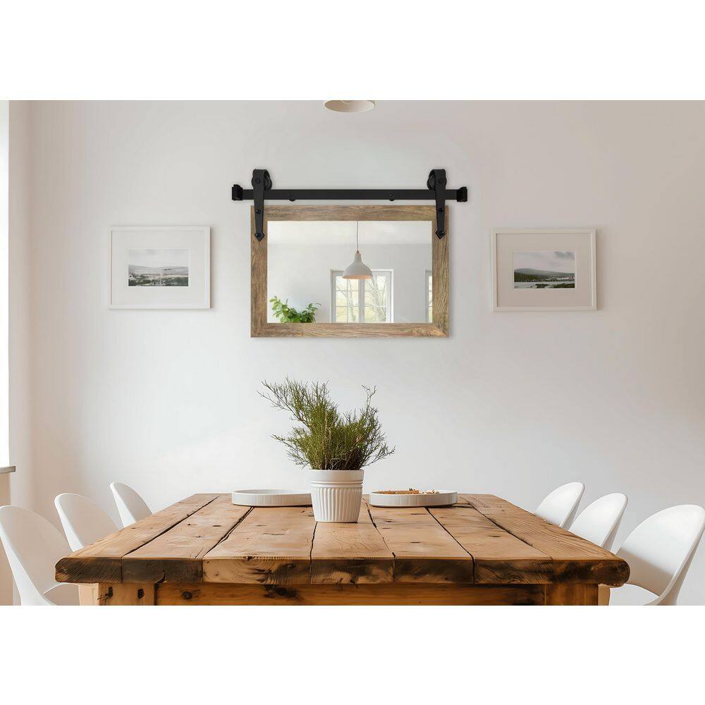 Rayne Mirrors (33 in. W x 18 in. H) Brown Modern Rustic Vertical Mirror ...