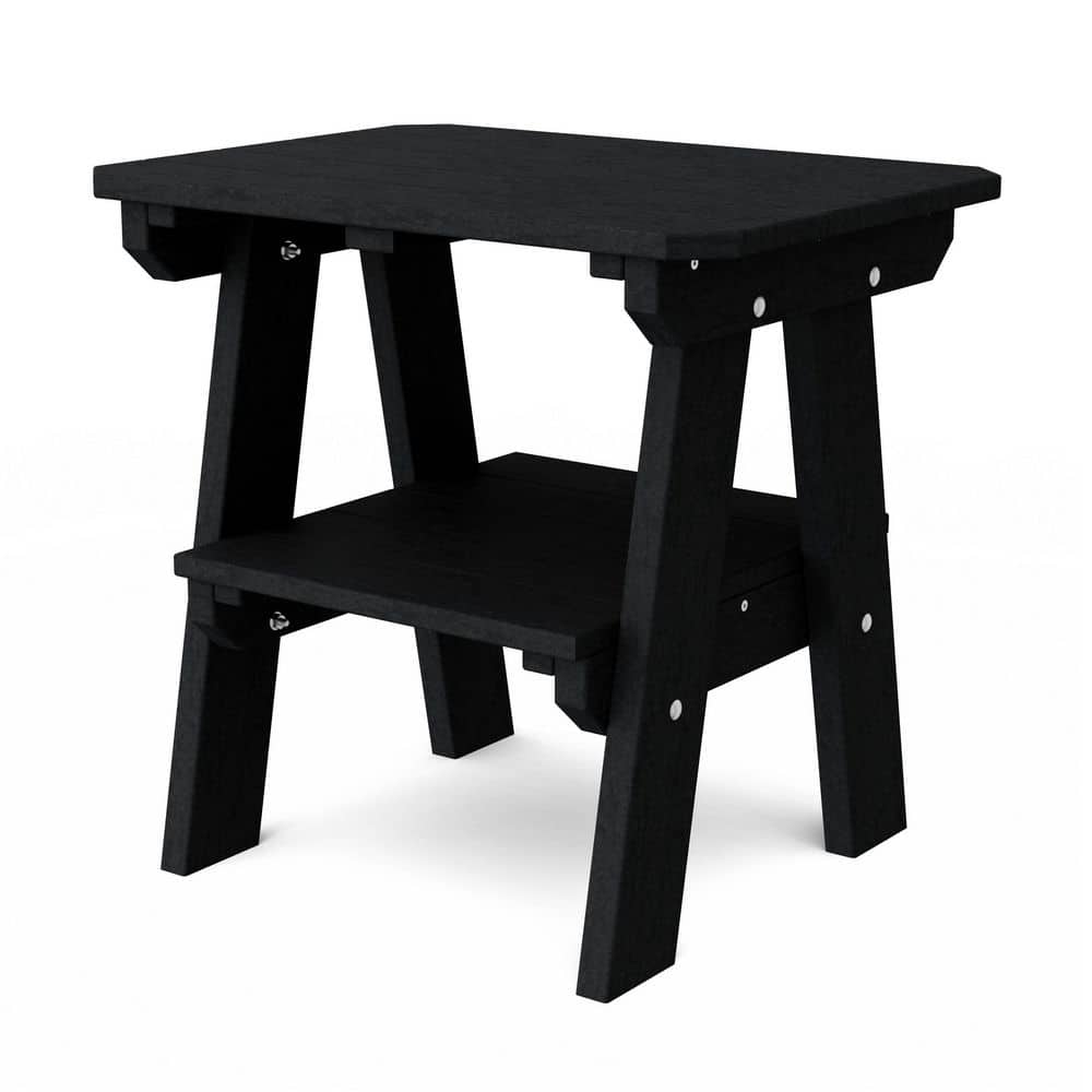Wildridge Heritage Black Two-Tier Rectangle HDPE Plastic Outdoor Side ...